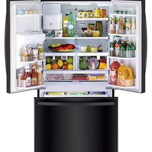 Winia WRFS26DBCE French Door Bottom Mount Refrigerator, 26 Cu Ft, Black