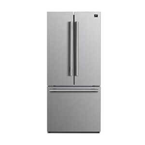 forno 30" inch w. french door refrigerator with bottom freezer and 17.5cu. ft. total capacity - stainless steel no frost fridge with adjustable glass shelves and child safety lock