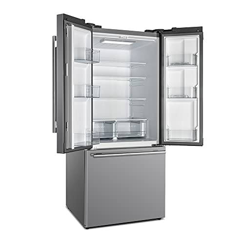 Forno 30" Inch w. French Door Refrigerator with Bottom Freezer and 17.5Cu. Ft. Total Capacity - Stainless Steel No Frost Fridge with Adjustable Glass Shelves and Child Safety Lock