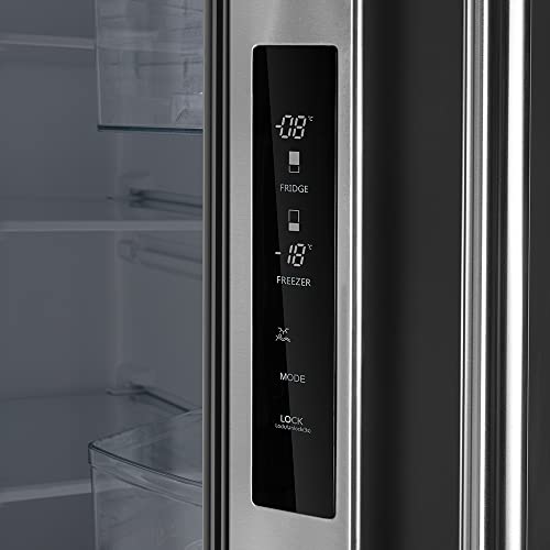 Forno 30" Inch w. French Door Refrigerator with Bottom Freezer and 17.5Cu. Ft. Total Capacity - Stainless Steel No Frost Fridge with Adjustable Glass Shelves and Child Safety Lock