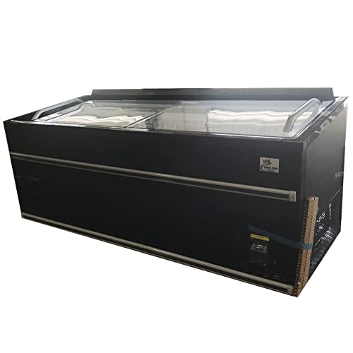 Chest Freezer for Supermarket Glass sliding Door 87" Black Showcase Freezer Curve Display Top w/Storage Baskets-34 Cu.Ft CQV22L