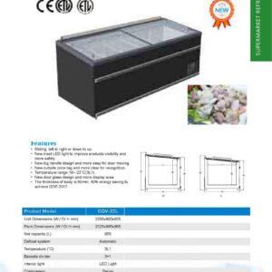 Chest Freezer for Supermarket Glass sliding Door 87" Black Showcase Freezer Curve Display Top w/Storage Baskets-34 Cu.Ft CQV22L