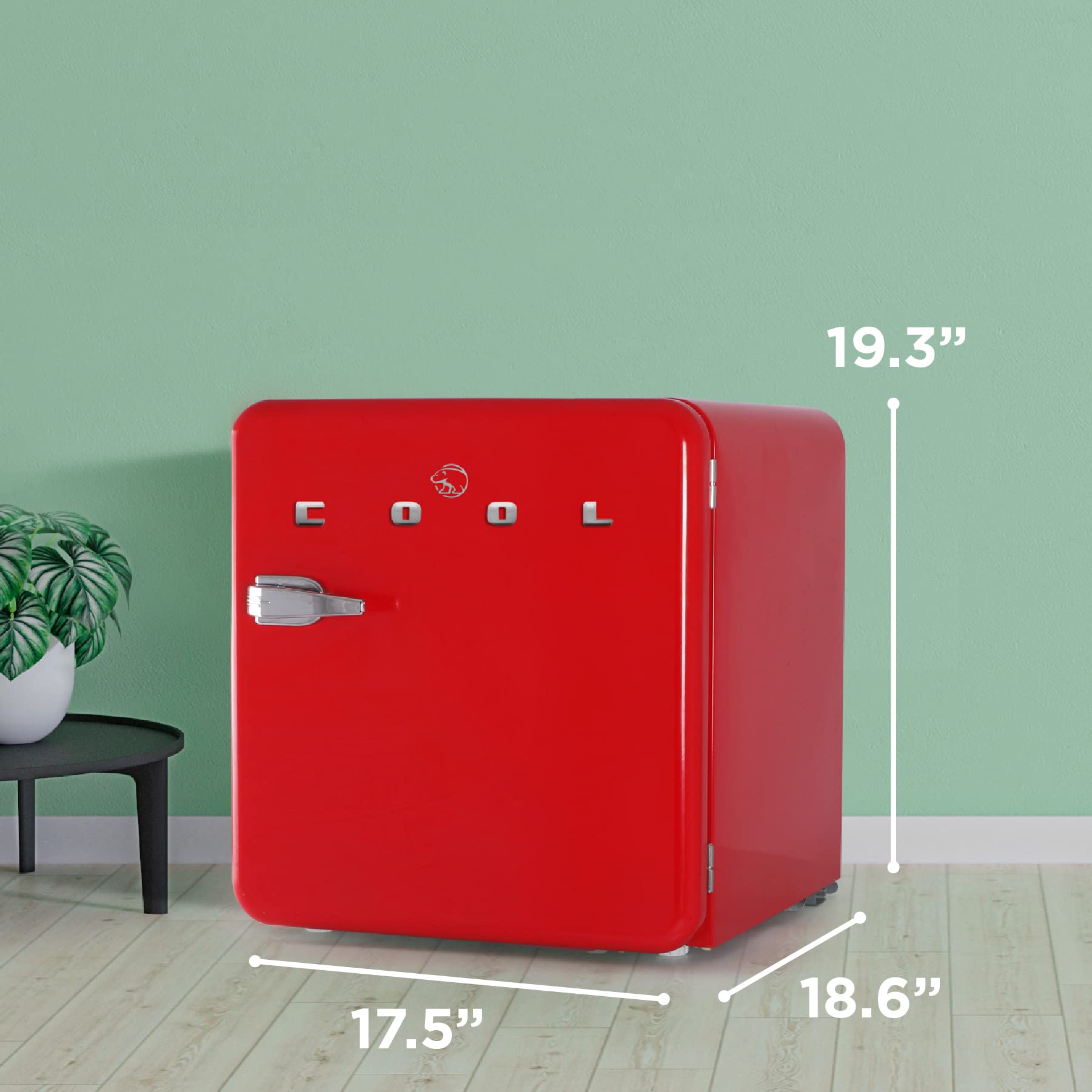 Commercial Cool 1.6 Cu. Ft, Vintage Style, Retro Fridge with 1 Slide-Out Wire Shelf & Bin Storage, Small Refrigerator with Freezer, Red