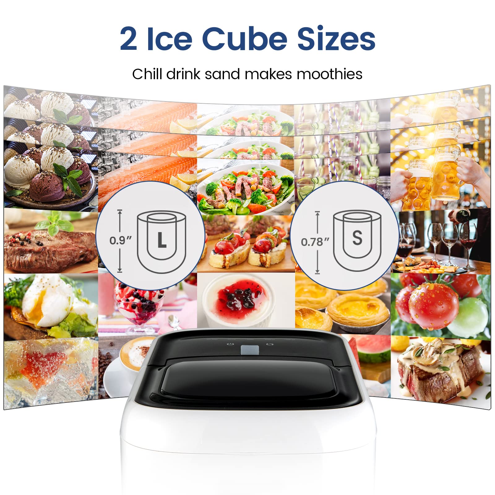 CHEFJOY Table Top Ice Maker, Ice Maker Machine for Home, 36LBS Ice Cube Per Day, 6-8Min Ice Making Time, 30 Mins Self-Cleaning, Small Bullet Ice Maker, Dual Lid Design