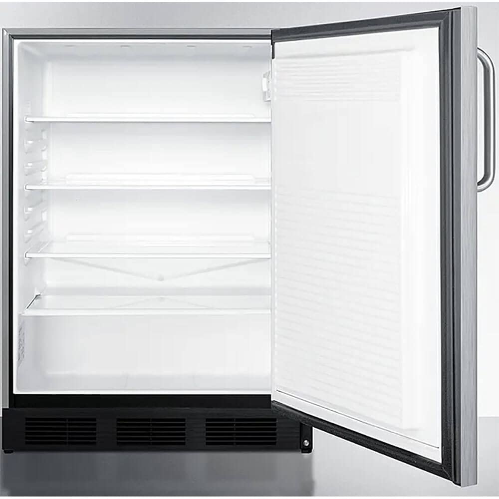 Summit Appliance SPR7BOSSTADA ADA Compliant Commercial Outdoor Refrigerator for Built-in or Freestanding Use in Complete Stainless Steel Exterior with Auto Defrost, Lock and Towel Bar Handle