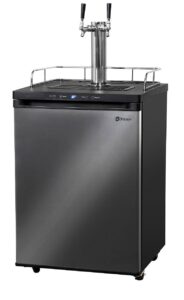 kegco k309x-2 keg dispenser, 2 faucet, black stainless steel