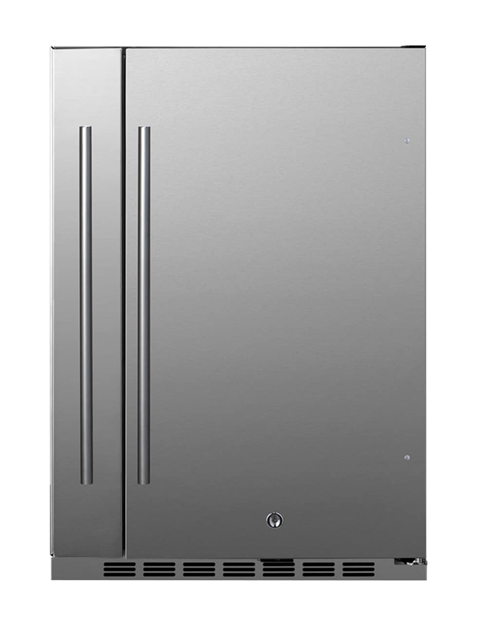 Summit Appliance SPR196OS24 24" Wide Built-In All-Refrigerator, Slide-out Storage Compartment, 17.25" Shallow Depth, Weatherproof Design, Stainless Steel Construction, 3.13 cu.ft Capacity