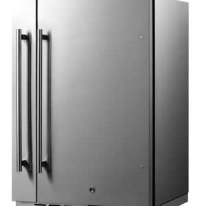 Summit Appliance SPR196OS24 24" Wide Built-In All-Refrigerator, Slide-out Storage Compartment, 17.25" Shallow Depth, Weatherproof Design, Stainless Steel Construction, 3.13 cu.ft Capacity