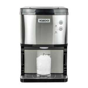 igloo 40 lb automatic dispensing nugget ice maker, portable, countertop, stainless steel, for home use, makes small chewable cubes for cold water, soda, and other beverages