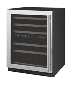 allavino 24" wide flexcount ii tru-vino 56 bottle dual zone stainless steel right hinge wine refrigerator