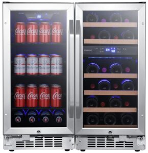 edgestar cwbv80261 30 inch wide 26 bottle 80 can side-by-side wine and beverage center