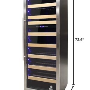 Vinotemp 215 Bottle Wine Cooler Refrigerator, Built-in or Freestanding Wine Fridge with Digital Temperature Control, Glass Door and Safety Lock, Right Hinge, 215 Bottle, Black