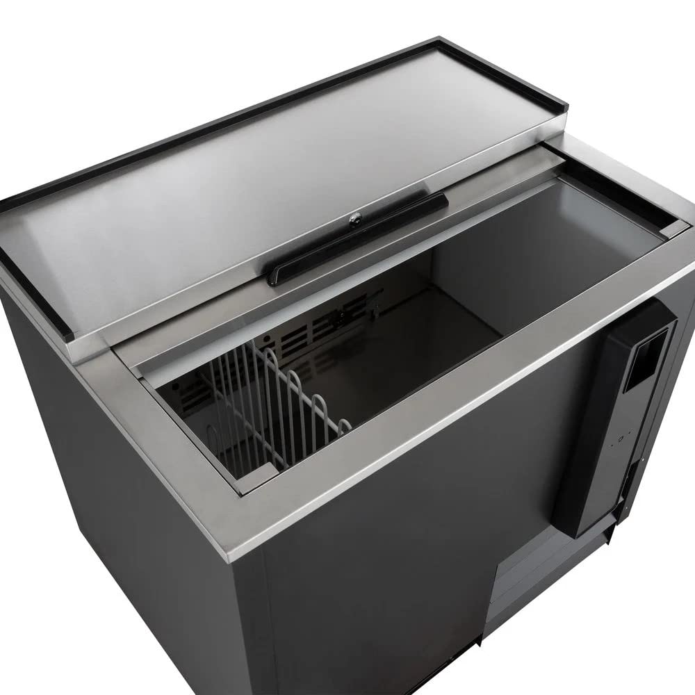 PEAKCOLD Deep Well Horizontal Bottle Cooler; Slide Top Bar Refrigerator; 36" W