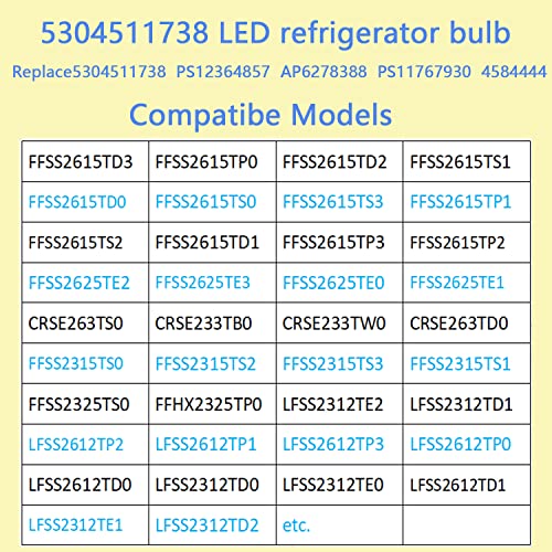 kzfuli 5304511738 LED Refrigerator Bulb Compatible with Frigidaire, Kenmore Refrigerators .E27 6500K 85V-265V (4W White Light*1pcs)