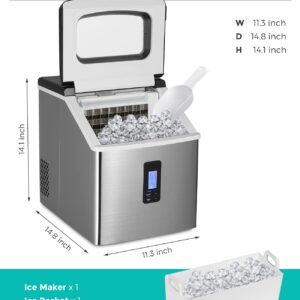 SOUKOO Ice Maker Countertop with 40lbs/Day (18F)…