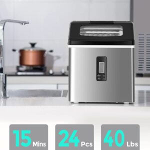 SOUKOO Ice Maker Countertop with 40lbs/Day (18F)…