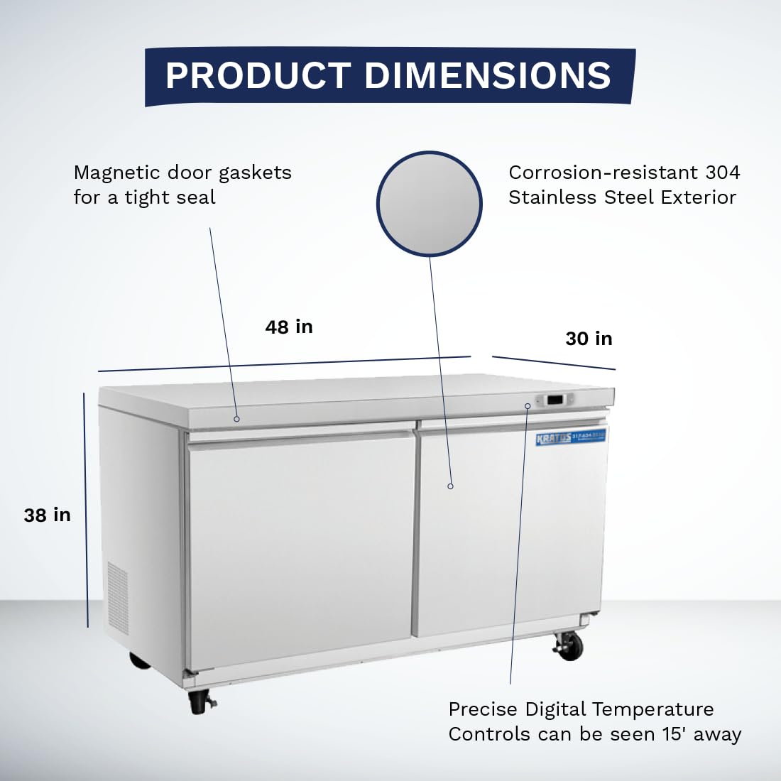 Kratos Refrigeration 69K-764 Commercial 48"W Undercounter Freezer, 2 Door