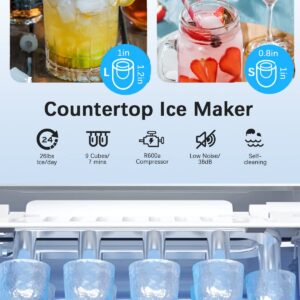 Ice Maker Countertop WANAI Portable Ice Making Machine with Ice Basket & Ice Scoop 33lbs Ice in 24Hrs L&S Bullet Size for Home Kitchen Party Bar