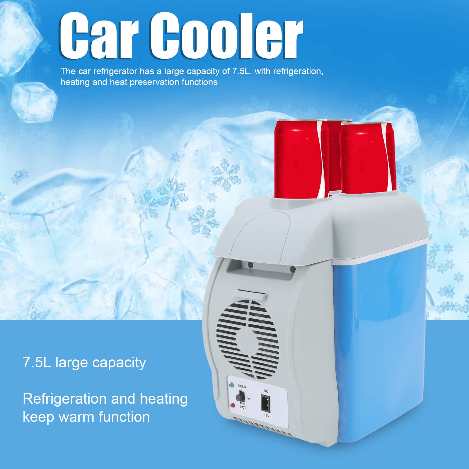 Gugxiom 12V Personal Thermoelectric Cooler/Warmer, 7.5L DC Portable Refrigerators, Mini Car Fridge, for Skincare, Beverage, Food, Cosmetics, Home, Dorm, Office and Car