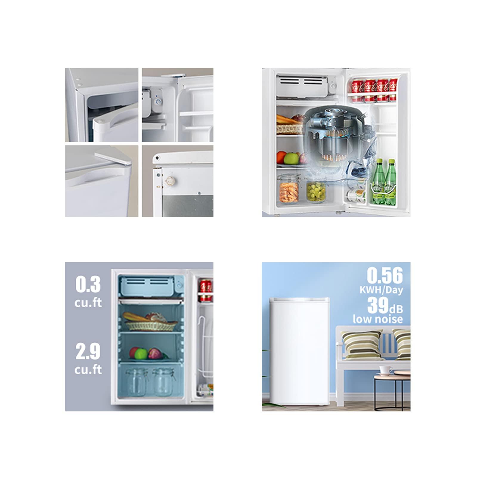 3.2 Cu. Ft Mini Refrigerator Small Drink Food Storage Machine Compact Refrigerator for Dorm, Garage, Camper, Basement or Office, Single Door Mini Fridge, White