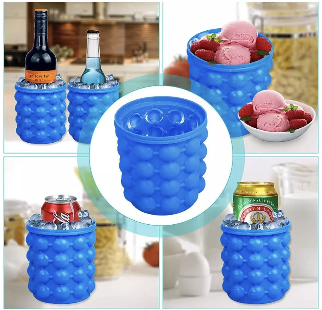 AGGPO The Ultimate Ice Bucket Maker - Ice Maker and Ice Bucket - Blue Silicone Ice Cube Tray Maker - As Seen on Tik Tok - Ice Maker and Storage