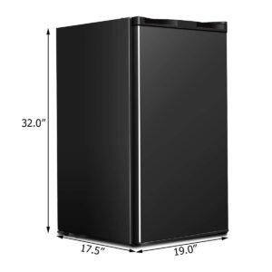 KOTEK 3.2 Cu.Ft Mini Fridge with Freezer, Compact Refrigerator w/ 7 Level Adjustable Thermostat & Single Reversible Door, Small Dorm Fridge with Freezer for Bedroom/Bar/Office/Apartment(Black)