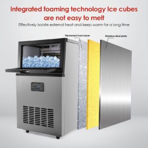 Vogvigo Commercial Ice Maker,100LBS/24H,30LBS Storage Capacity, 36 Ice Cubes Ready Within 20 Mins Stainless Steel Freestanding Ice Machine for Home, Restaurant