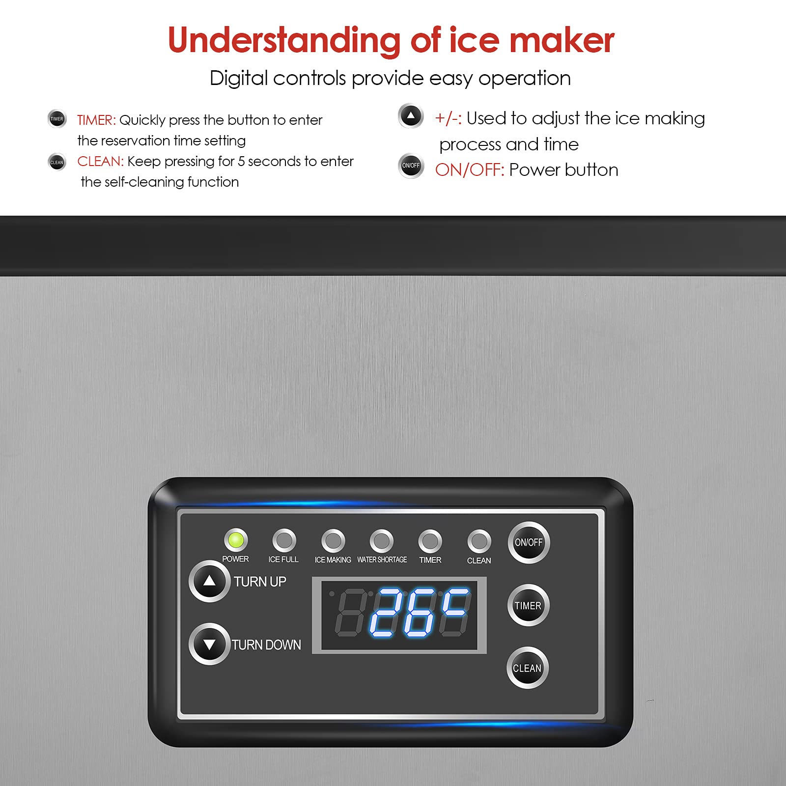 Vogvigo Commercial Ice Maker,100LBS/24H,30LBS Storage Capacity, 36 Ice Cubes Ready Within 20 Mins Stainless Steel Freestanding Ice Machine for Home, Restaurant