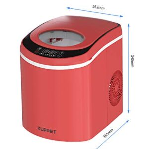 KUPPET Portable Ice Maker Machine for Countertop with LED Display Self-Cleaning Electric Ice Maker with Scoop and Basket, 9 Ice Cubes Ready in 6 mins, 26 lbs Ice in 24 hrs(Red)