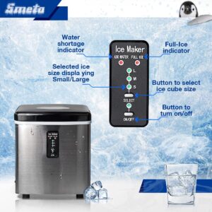 Ice Maker Machine Countertop Stainless Steel |Compact Ice Maker, ‎3 Size Bullet Ice Ready in 8 Mins, 30Lbs/24H, Portable Ice Cube Maker with Scoop Basket, for Home/Kitchen/Office/Bar