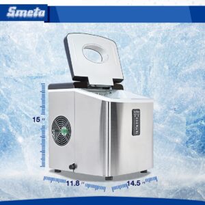 Ice Maker Machine Countertop Stainless Steel |Compact Ice Maker, ‎3 Size Bullet Ice Ready in 8 Mins, 30Lbs/24H, Portable Ice Cube Maker with Scoop Basket, for Home/Kitchen/Office/Bar