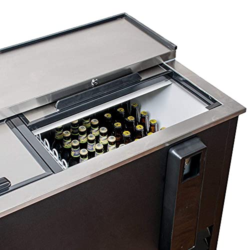 PEAKCOLD Deep Well Horizontal Bottle Cooler; Slide Top Bar Refrigerator; 22 Case Capacity