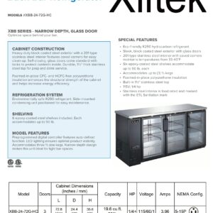 Xiltek New 72" Three Glass Door Back Bar Beer Cooler Refrigerator