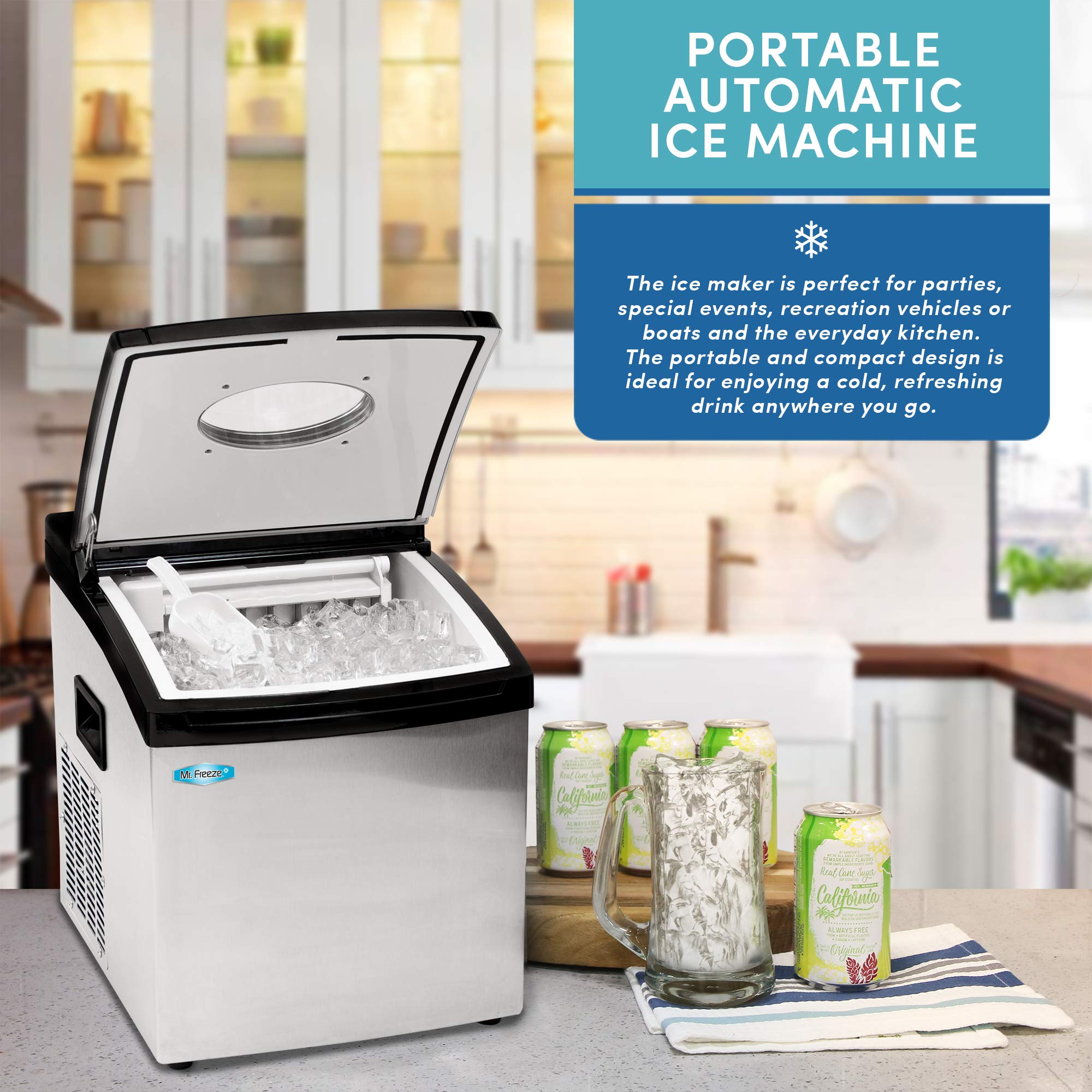 MaxiMatic MIM-5802 Mr Freeze Portable Ice Maker, Stainless Steel