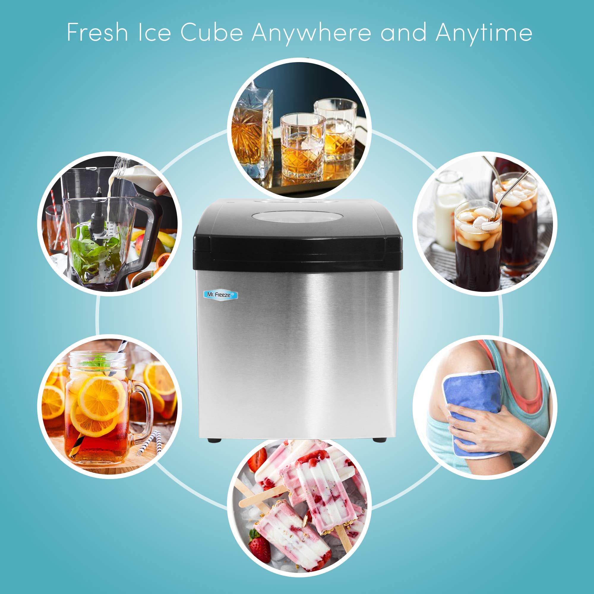 MaxiMatic MIM-5802 Mr Freeze Portable Ice Maker, Stainless Steel