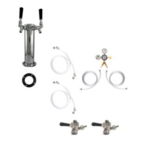 kegworks double tap tower kegerator conversion kit with stainless steel tower (no co2 tank)