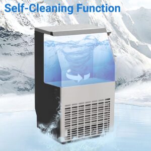 Techomey Commercial Ice Maker, 99Lbs/24H Under Counter Ice Machine, Auto-Clean Freestanding Ice Maker Machine with Fast Making Ice, Stainless Steel, Silver