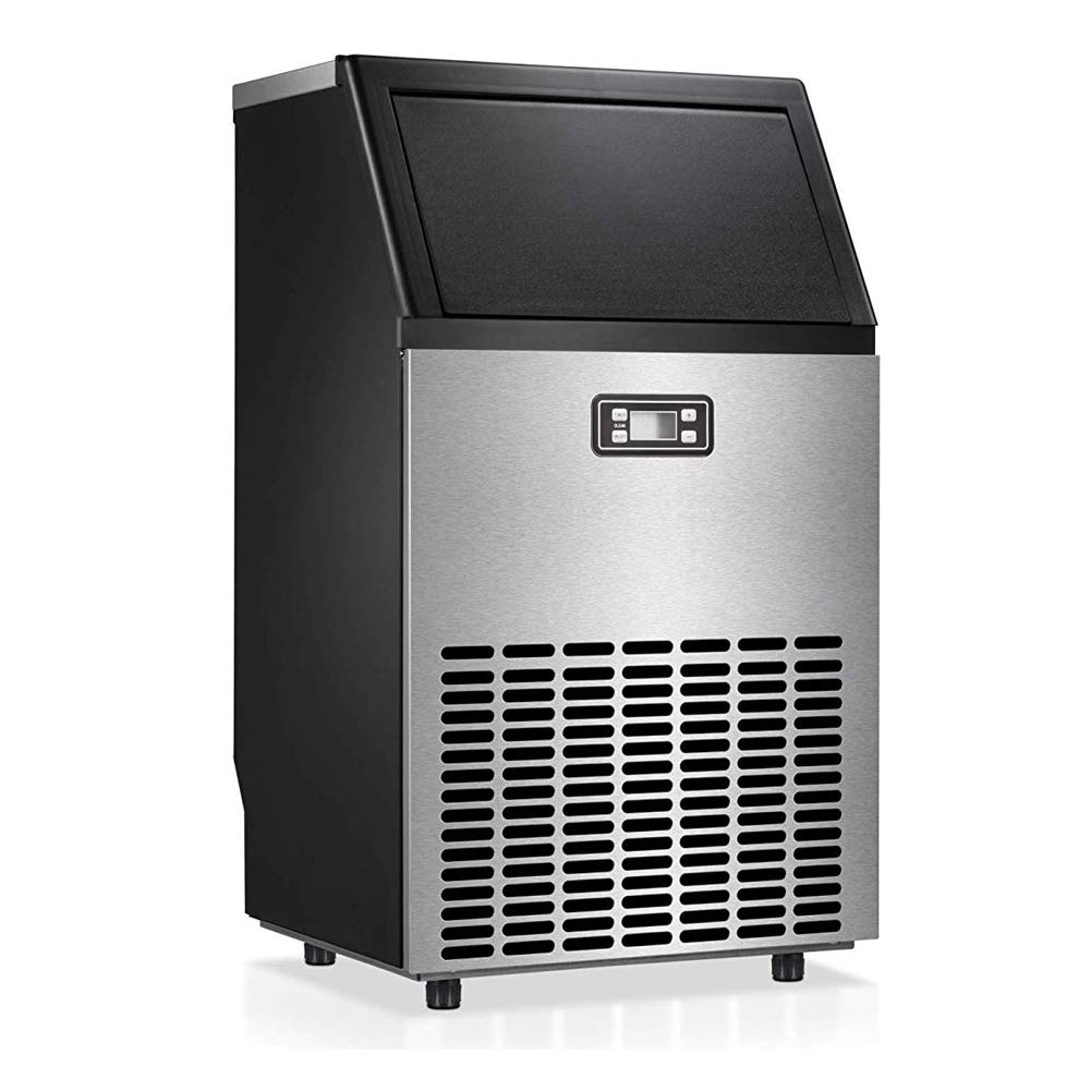 Undercounter Commercial Ice Maker Machine, 100 LBS/24H with 33LBS Large-Capacity, Freestanding|Countertop Ice Machine with Scoops for Commercial Use Bar, Coffee Shop, Restaurant, Office, Garage, Home