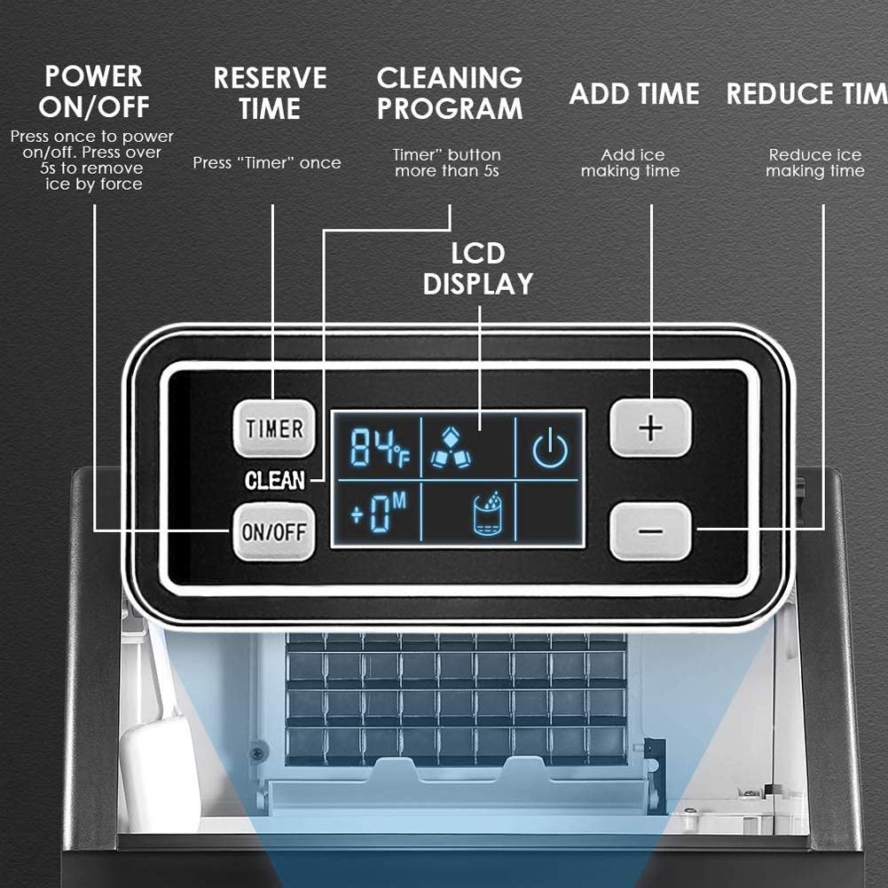 Undercounter Commercial Ice Maker Machine, 100 LBS/24H with 33LBS Large-Capacity, Freestanding|Countertop Ice Machine with Scoops for Commercial Use Bar, Coffee Shop, Restaurant, Office, Garage, Home