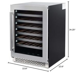 COSMO COS-24BIWCS 48-Bottle Stainless Steel 24 in. Single Zone Compressor Wine Cooler