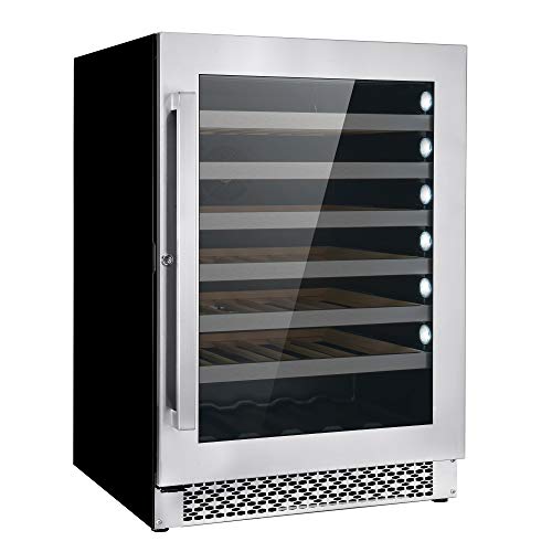 COSMO COS-24BIWCS 48-Bottle Stainless Steel 24 in. Single Zone Compressor Wine Cooler