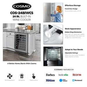 COSMO COS-24BIWCS 48-Bottle Stainless Steel 24 in. Single Zone Compressor Wine Cooler