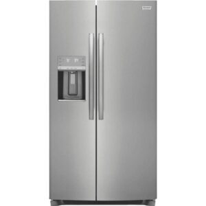 grsc2352af 36" freestanding counter depth side by side refrigerator with 22.2 cu. ft. capacity, 3 glass shelves, ice maker, automatic defrost, in stainless steel