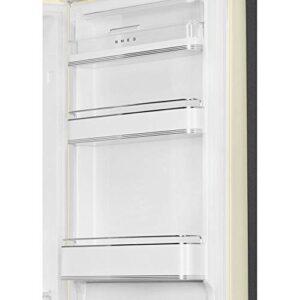 Smeg FAB32 50's Retro Style Aesthetic Bottom Freezer Refrigerator with 11.17 Cu Total Capacity, Multiflow Cooling System, Adjustable Glass Shelves 24-Inches, Black Left Hand Hinge