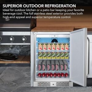 Whynter BOR-53024-SSW Built-in Outdoor 5.3 cu.ft. Beverage Refrigerator Cooler, Stainless Steel, One Size, 24" wide, Silver