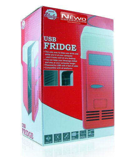 Mini USB-Powered Fridge Cooler for Beverage Drink Cans in Cubicle and Home office (Red)