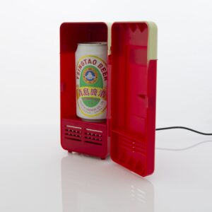 Mini USB-Powered Fridge Cooler for Beverage Drink Cans in Cubicle and Home office (Red)