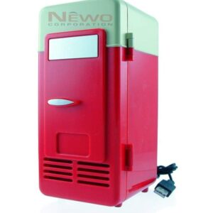 Mini USB-Powered Fridge Cooler for Beverage Drink Cans in Cubicle and Home office (Red)