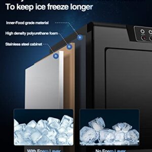 RovaEarth Commercial Ice Maker Machine 220LBS/24H with 55LBS Storage Bin, ETL Approved,96 Ice Cubes Ready in 8-15 Mins, Stainless Steel Freestanding Ice Machine for Home/Office/Bar/Coffee Shop