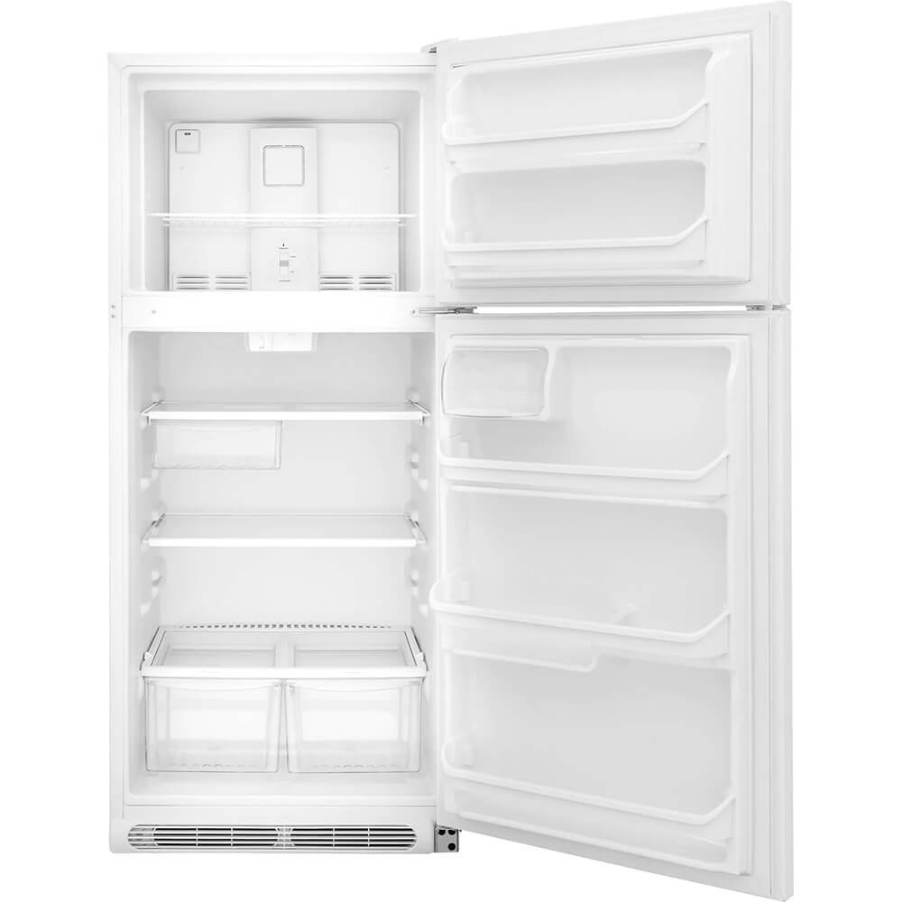 Frigidaire FFTR2021TW 30 Inch Freestanding Top Freezer Refrigerator with 20.4 cu. ft. Total Capacity, 2 Glass Shelves, 5.1 cu. ft. Freezer Capacity, Right Hinge with Reversible Doors,Hinge in White